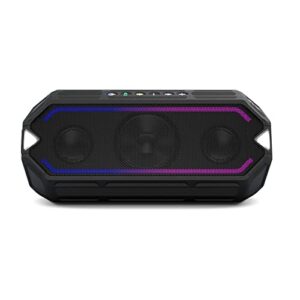 altec lansing hydraboom bluetooth speakers, usb type-c rechargeable waterproof portable speaker wireless phone charget, stereo speaker with led lights, floats in water, 16 hour playtime (black)