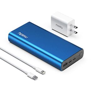 Miady USB-C 18W PD 3.0 Portable Charger 20000mAh, Fast Charging Power Bank/w MFi Certified Lightning Cable and 18W PD Charger, Power Pack Compatible with iPhone 13/13 Pro/Max/12/12 Pro/Max/11, etc