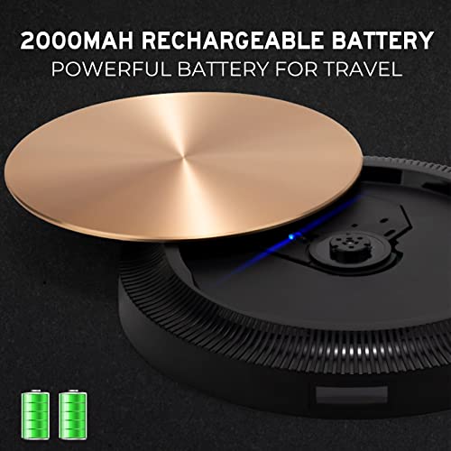 TRETTITRE Portable CD Player with Bluetooth Rechargeable Compact CD Player for Home/Travel,Support CD MP3 USB AUX Input