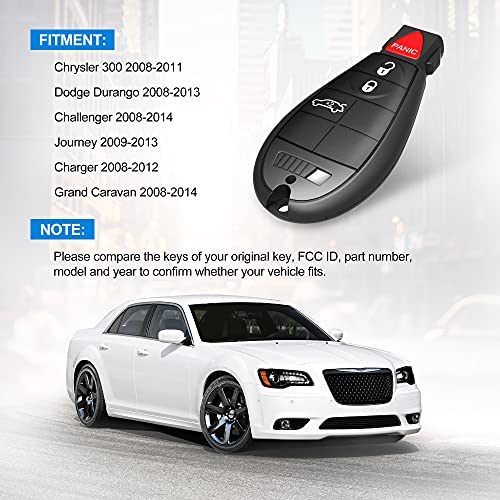 KRSCT Smart 4-Buttons Key fob Fit for Chrysler 300 / Dodge Entry Remote Durango, Challenger, Journey, Charger, Grand Caravan/FCC ID:M3N5WY783X