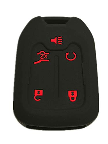 KAWIHEN Silicone Key Fob Cover Compatible with for 2017 2018 2019 2020 Chevrolet Chevy Silverado Suburban Tahoe GMC Acadia Sierra Terrain Yukon HYQ1AA 1551A-AA 13508275A 13584502(5 Buttons)