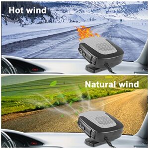 WAMTHUS Portable Car Heater, 12V 150W Car Fan with Air Purification 2 in 1 Fast Heating & Cooling Function Plug in Cigarette Lighter Car Defroster(Grey)