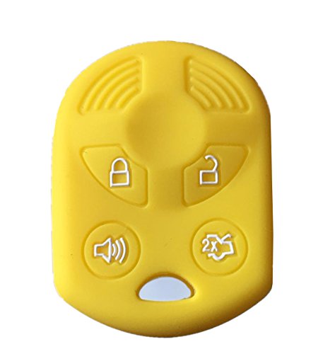 KAWIHEN Silicone Key Fob Cover Compatible with Ford Lincoln Mercury 4 buttons OUCD6000022 164-R8046 164-R7040 CWTWB1U722 (Yellow)