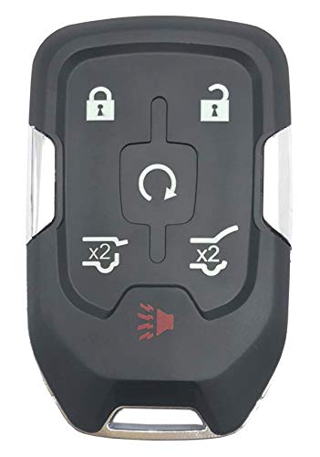 Remote Smart Key Fob Shell Case Fit for 2014 2015 2016 2017 Chevy Tahoe Suburban/GMC Yukon HYQ1AA 6 Buttons Key Fob Cover Casing (Black, 6 Buttons)