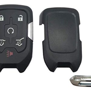 Remote Smart Key Fob Shell Case Fit for 2014 2015 2016 2017 Chevy Tahoe Suburban/GMC Yukon HYQ1AA 6 Buttons Key Fob Cover Casing (Black, 6 Buttons)