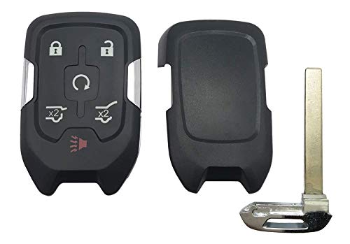 Remote Smart Key Fob Shell Case Fit for 2014 2015 2016 2017 Chevy Tahoe Suburban/GMC Yukon HYQ1AA 6 Buttons Key Fob Cover Casing (Black, 6 Buttons)