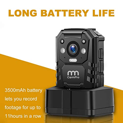 CammPro I826 1296P HD Police Body Camera,128G Memory,Waterproof Body Worn Camera,Premium Portable Body Camera with Audio Recording Wearable,Night Vision,GPS for Law Enforcement