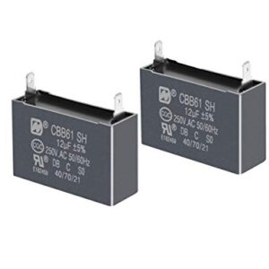 CBB61 Fan Capacitor 12uf 250VAC 50/60Hz Black Metallized Polypropylene Capacitor 50/60Hz (2 Pack)