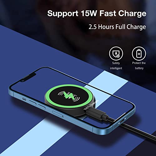 KKM Magnetic Wireless Charger, Compatible with MagSafe Charger/iPhone 14 Pro/14 Pro Max/14/14 Plus/13/13 Pro Max/12, 15W Qi Wireless Fast Charging Pad for AirPods Pro 2(no Adapter)