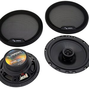 HA-65 Compatible with Jeep Wrangler 2007-2017 Car Stereo Rhythm Series 6.5" Replacement 300W Speakers, HA-A400.4 Alloy 4-Channel 800W Speaker Sub Amp and HA-AK10 Gauge 600W Amp Install Kit