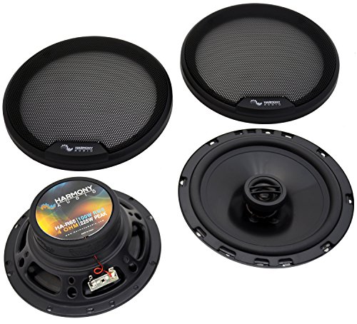 HA-65 Compatible with Jeep Wrangler 2007-2017 Car Stereo Rhythm Series 6.5" Replacement 300W Speakers, HA-A400.4 Alloy 4-Channel 800W Speaker Sub Amp and HA-AK10 Gauge 600W Amp Install Kit