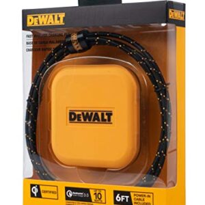 DEWALT Fast Wireless Charging Pad — 10W Max Qi Wireless Charger iPhone 14/13/12 Samsung Android — Wireless Phone Charger Mat — Type C Cable and AC Adapter Included