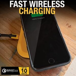 DEWALT Fast Wireless Charging Pad — 10W Max Qi Wireless Charger iPhone 14/13/12 Samsung Android — Wireless Phone Charger Mat — Type C Cable and AC Adapter Included