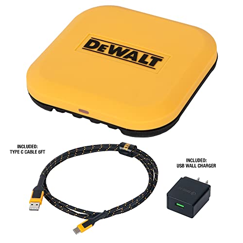 DEWALT Fast Wireless Charging Pad — 10W Max Qi Wireless Charger iPhone 14/13/12 Samsung Android — Wireless Phone Charger Mat — Type C Cable and AC Adapter Included