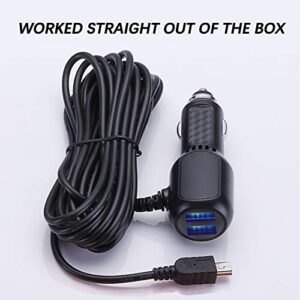 Universal Mini-Port Dash Cam Power Lead PATILWON 11.5Ft Cigarette Charger Cable 12V for GPS Navigation/Sat Nav/DVR/Digital Camera