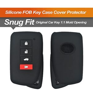 Silicone Key Fob Cover Fit for Lexus NX300h RX350 RX450h NX300 ES300h ES350 GS F IS300 GS350 GS300h GS450h Smart 4 Buttons Key Fob | Car Accessories | Remote Key Protection Case - Black & Black