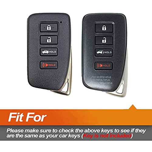 Silicone Key Fob Cover Fit for Lexus NX300h RX350 RX450h NX300 ES300h ES350 GS F IS300 GS350 GS300h GS450h Smart 4 Buttons Key Fob | Car Accessories | Remote Key Protection Case - Black & Black