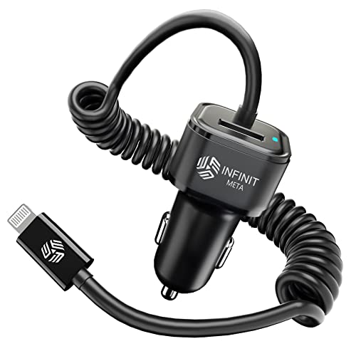 iPhone Car Charger,32W Car Charger iPhone [Apple MFi C94 Certified] Fast Charging Adapter with 6.5ft Coiled Lightning Cable for Apple iPhone 14/13/12/11/Xs/XS Max/XR/X/8/7/6s/6 Plus,iPad & More