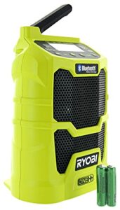 ryobi p742 one+ 18v lithium ion cordless compact am / fm radio w/ wireless bluetooth technology and phone charging (18v battery not included / radio only)