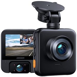 izeeker 2k dash cam front and inside, 1440p dual dash camera for cars with starvis sensor, infrared night vision for taxi driver, accident record, loop recording, parking mode