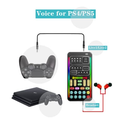 sktome Voice Changer for Phone, Portable i9 Sound Board with Voice Changer Fine-Tuning, Cool Lights Live Sound Card - Voice Disguiser/Modulator for PS4/PS5/Xbox One/PC/Phone/Laptops