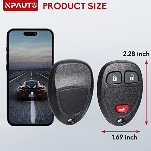 NPAUTO 2-Pack Key Fob Replacement for Chevy Silverado 1500 2500 Equinox Traverse Tahoe Avalanche Suburban GMC Sierra Acadia Yukon Saturn 2007 2008 2009 2010 2011 2012 2013 Keyless Entry Remote Control