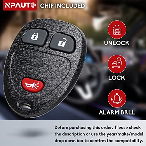 NPAUTO 2-Pack Key Fob Replacement for Chevy Silverado 1500 2500 Equinox Traverse Tahoe Avalanche Suburban GMC Sierra Acadia Yukon Saturn 2007 2008 2009 2010 2011 2012 2013 Keyless Entry Remote Control