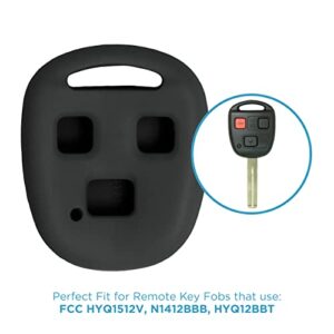 Keyless2Go Replacement for New Silicone Cover Protective Cases for Remote Keys with FCC HYQ1512V N1412BBB HYQ12BBT - Black - (2 Pack)