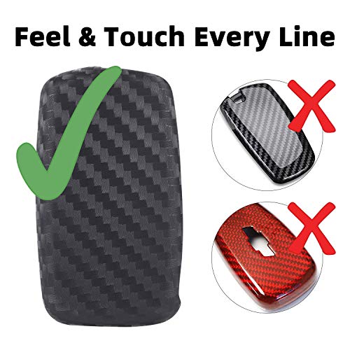 iSaddle for VW Key Fob Cover - Carbon Fiber Pattern Car Key Fob Protector for Volkswagen GTI Golf Passat Rabbit Beetle MK6 Tiguan Touran Antitheft Keyless Entry Holder Smart Key Case/w Keychain