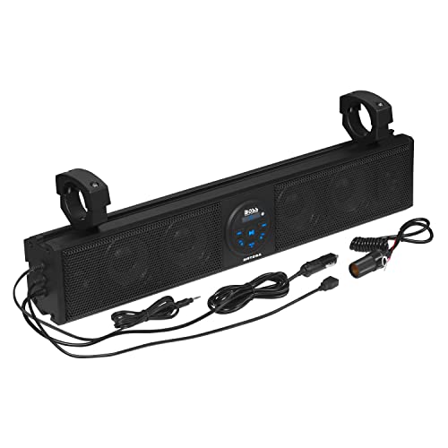 BOSS Audio Systems BRT26A UTV Sound Bar - 26 Inch Wide, IPX5 Rated Weatherproof, Bluetooth, Amplified, 4 Inch Speakers, Soft Dome Tweeters, Easy Installation for Dune Buggies, Jeeps, Rock Crawlers