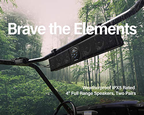 BOSS Audio Systems BRT26A UTV Sound Bar - 26 Inch Wide, IPX5 Rated Weatherproof, Bluetooth, Amplified, 4 Inch Speakers, Soft Dome Tweeters, Easy Installation for Dune Buggies, Jeeps, Rock Crawlers