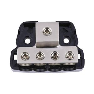 Power Distribution Block (2pcs) 0/2/4 Gauge in 4/8/10 Gauge Out, 4 Ways Car Audio Splitter Amp Distribution Connecting Block (Nickel Plated)