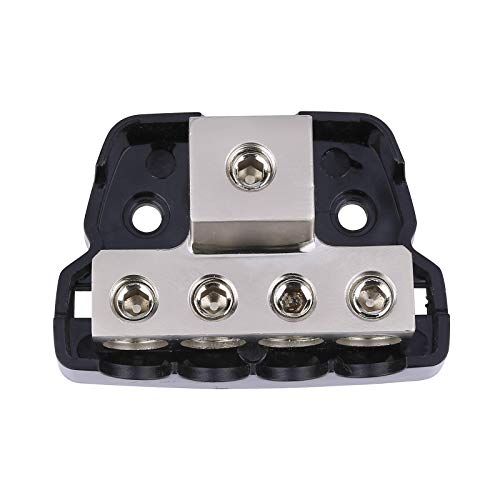 Power Distribution Block (2pcs) 0/2/4 Gauge in 4/8/10 Gauge Out, 4 Ways Car Audio Splitter Amp Distribution Connecting Block (Nickel Plated)