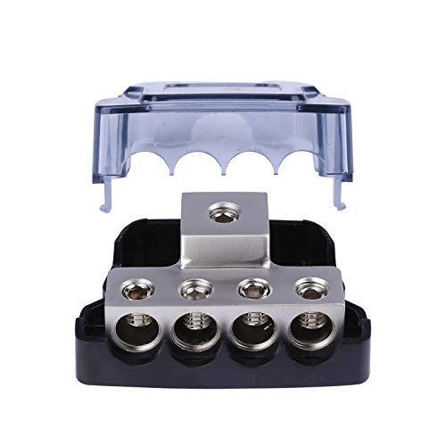 Power Distribution Block (2pcs) 0/2/4 Gauge in 4/8/10 Gauge Out, 4 Ways Car Audio Splitter Amp Distribution Connecting Block (Nickel Plated)