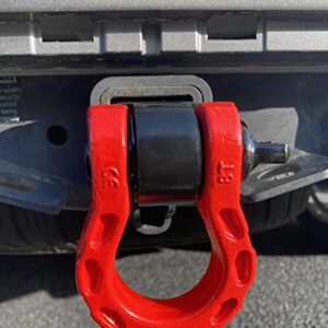 Shackle Hitch Solid Billet 2" Receiver with RED Mega D Ring for Trucks and SUV's