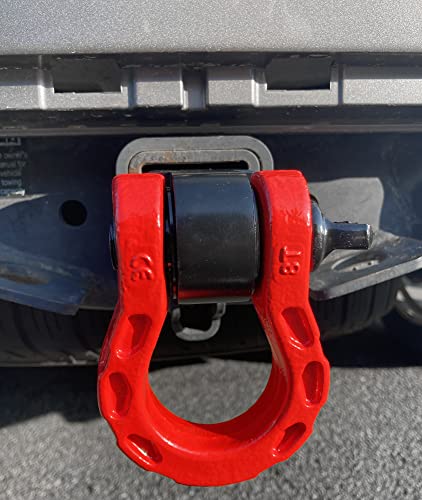 Shackle Hitch Solid Billet 2" Receiver with RED Mega D Ring for Trucks and SUV's