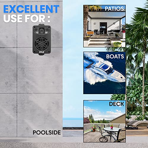 PyleUsa Indoor Outdoor Speakers Pair - 200 Watt Dual Waterproof 3.5” 2-Way Full Range Speaker System w/ 1/2” High Compliance Polymer Tweeter - in-Home, Boat, Deck, Patio, Poolside (Black)- PDWR35BK