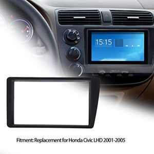 Aramox 2Din ABS Radio Stereo Fascia, Dash Frame Trim Dash Stereo Bezel Replacement, Fit for Civic LHD 2001-2005, Black