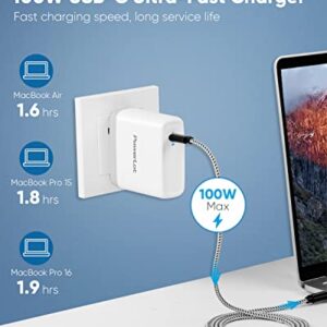 100W USB C Charger PowerLot Fast Wall Charger PD 3.0 GaN Type C Charging, Power Adapter with 5A 6ft Cable, Universal Charger Block for MacBook, iPad, iPhone 14, Pixel, Chromebook and USB-C Laptops