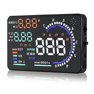 arestech 5.5 inches a8 obd2 windshield hud head up display with display rpm mph speeding warning fuel consumption temperature