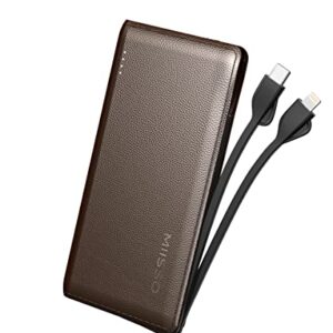 Portable Charger Built in Cable 10000mAh Power Bank Slim External Phone Charger Lightweight Battery Backup Charger Cell Phone Battery Pack Fast Portable Power Pack Compatible with iPhone, Android