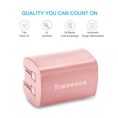 Tranesca Dual USB Wall Charger and 6ft Charging Cable (Rose Gold)