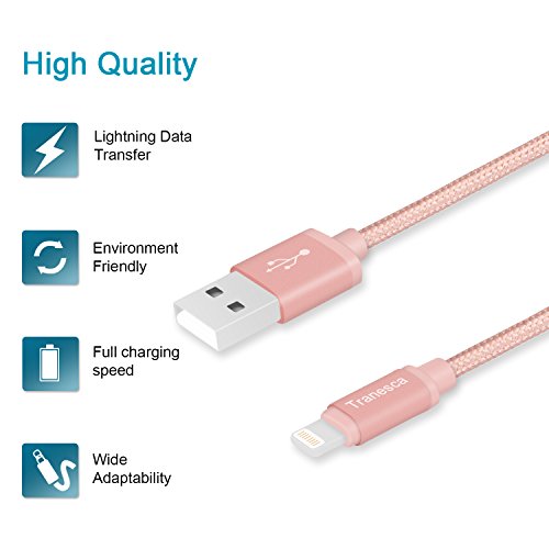 Tranesca Dual USB Wall Charger and 6ft Charging Cable (Rose Gold)