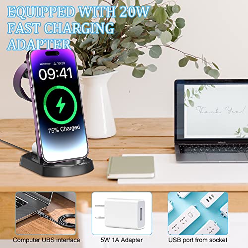 Wireless Charger 3 in 1, 18W Phone Charger Stand, Wireless Charger, Charging Station with Fast Charging Adapter for iPhone/14/13/12/11/Pro/X/Max, AirPods 3/2 Pro, Apple Watch,Samsung, Xiaomi, Huawei