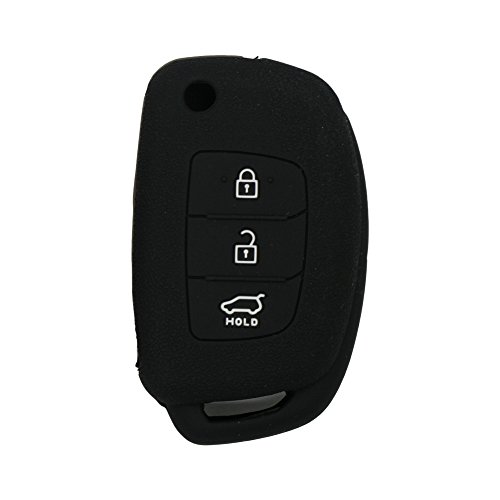 SEGADEN Granular Pattern Silicone Cover Protector Case Holder Skin Jacket Compatible with HYUNDAI ix45 Santa Fe Accent 3 Button Flip Remote Key Fob CV4111 Black