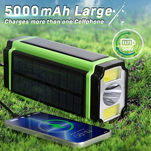 5000mAh 1.3W Solar Panels Emergency Hand Crank Radio,AM FM NOAA Weather Alert Radio,Survival Solar Powered Radio with Super Bright Flashlight,Phone Charger,SOS Alarm,for Home Survival Hurricane