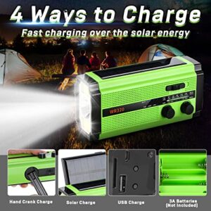 5000mAh 1.3W Solar Panels Emergency Hand Crank Radio,AM FM NOAA Weather Alert Radio,Survival Solar Powered Radio with Super Bright Flashlight,Phone Charger,SOS Alarm,for Home Survival Hurricane