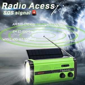 5000mAh 1.3W Solar Panels Emergency Hand Crank Radio,AM FM NOAA Weather Alert Radio,Survival Solar Powered Radio with Super Bright Flashlight,Phone Charger,SOS Alarm,for Home Survival Hurricane