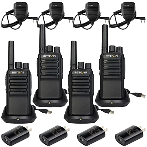 Retevis NR10 AI Noise Cancelling Two Way Radios,Heavy Duty 2 Way Radio with Shoulder Mic,16CH 1200mAh, USB Charging Base, Compact Walkie Talkies for Gift Factory Manufacturing Workshops(4 Pack)