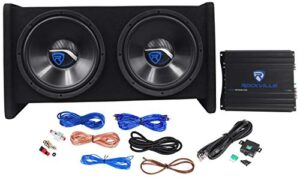 rockville rv12.2b 1200w dual 12″ car subwoofer enclosure+mono amplifier+amp kit